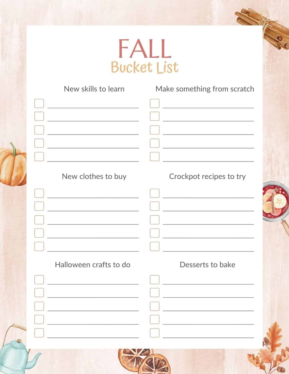 Free Printable Fall Bucket List: Must-Do Autumn Activities for All Ages