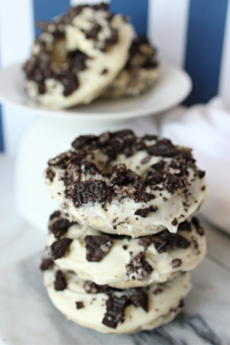 Oreo Donut Recipe - Soft, Baked Donuts with Crushed Oreos and Glaze