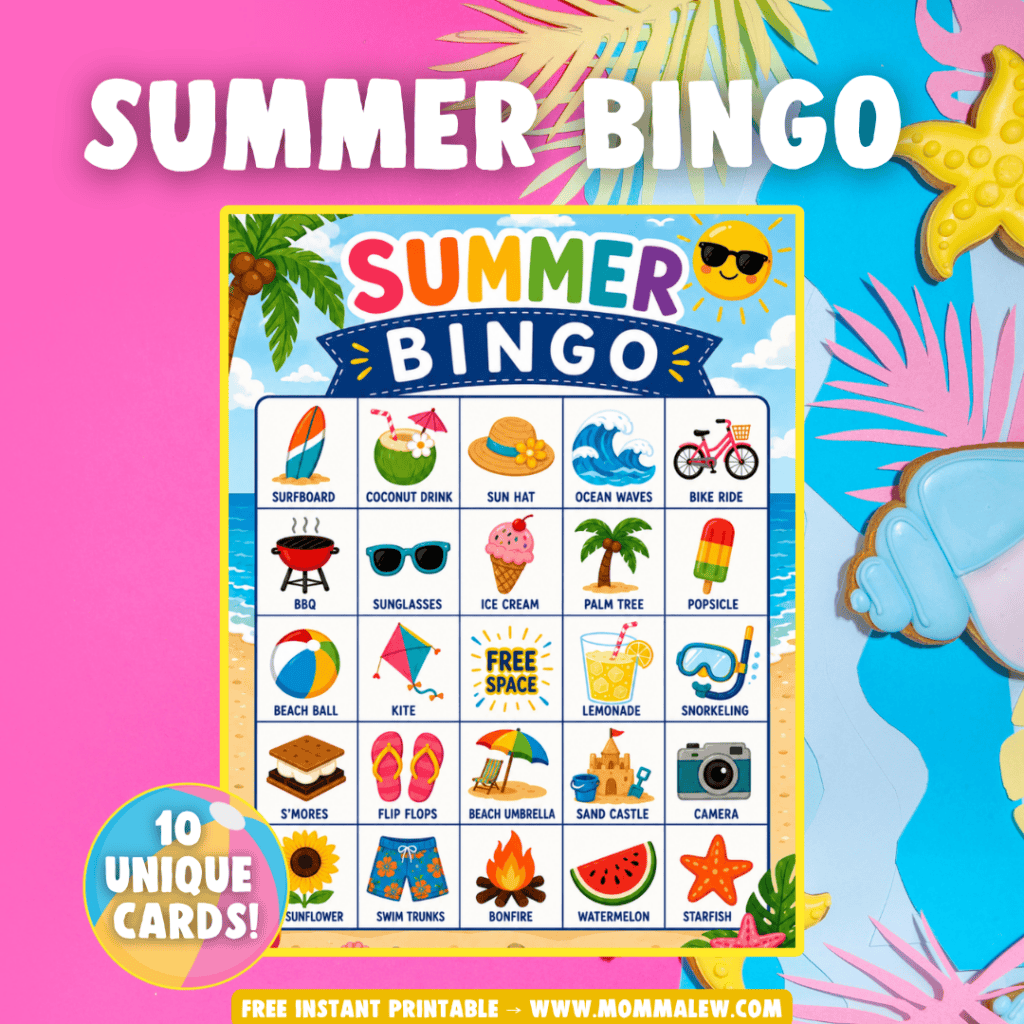 Free Printable Summer Bingo (10 Unique Bingo Cards)